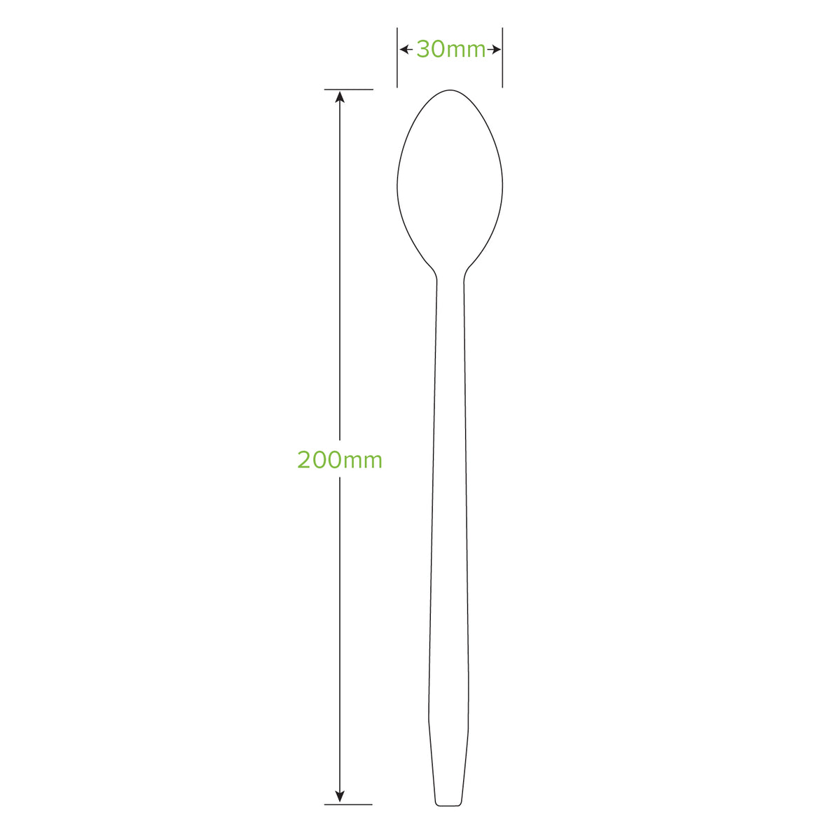 BioPak 20cm Tall Coated Wooden Teaspoon | Paper Lane Packaging